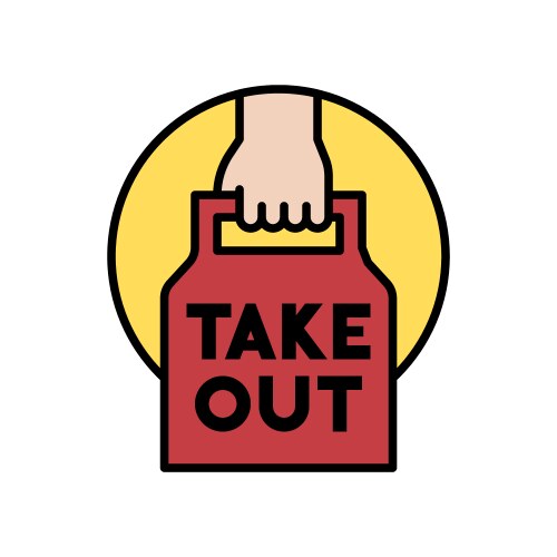 Chopsticks and noodles takeout box icon Royalty Free Vector