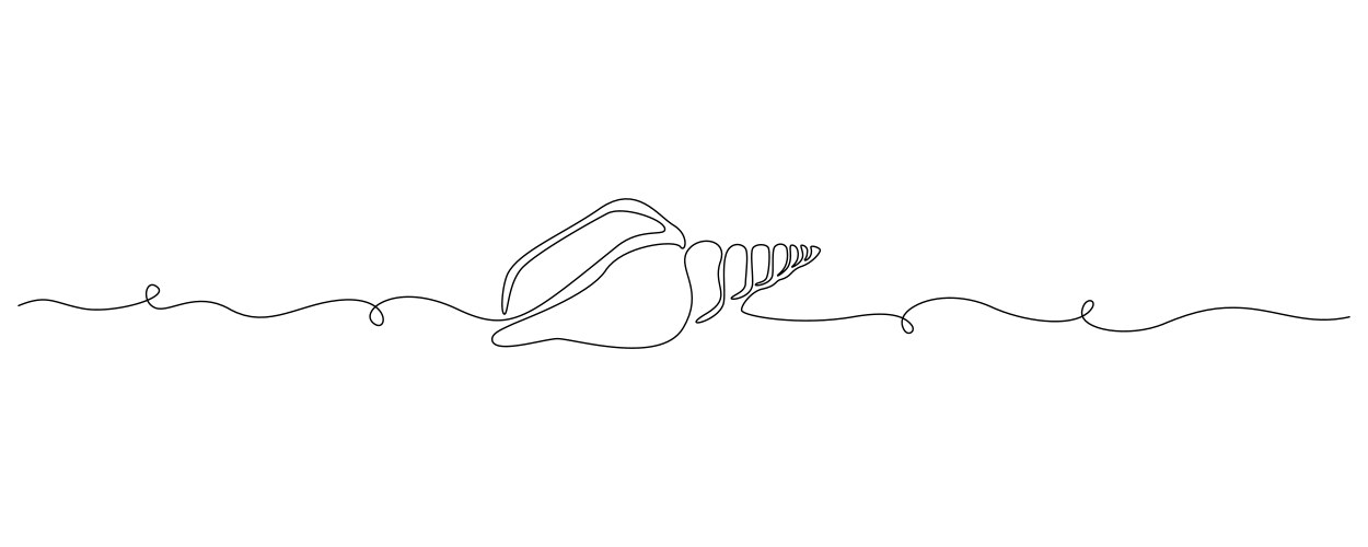 Open pearl shell continuous one line drawing Vector Image