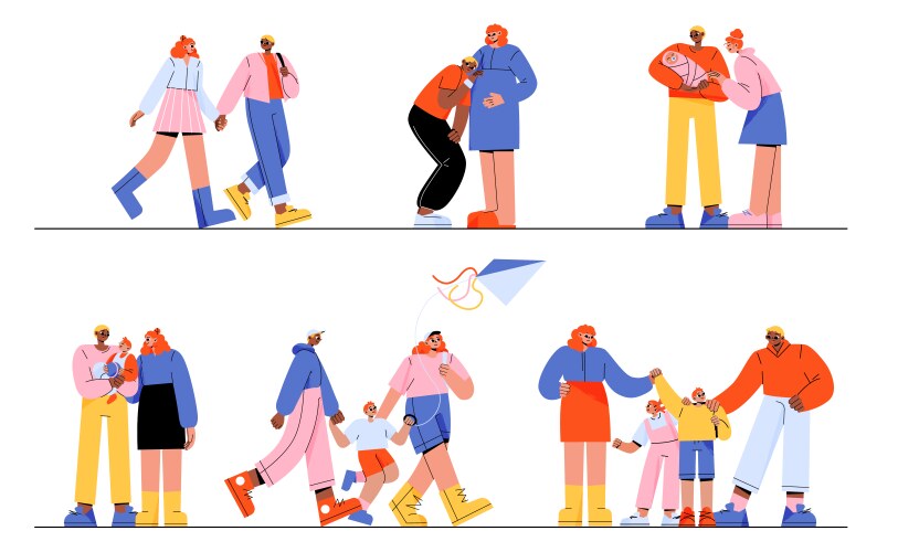 Stages of growing up life cycle graph Royalty Free Vector