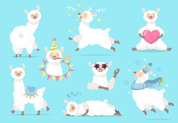 Funny llama animal Royalty Free Vector Image - VectorStock