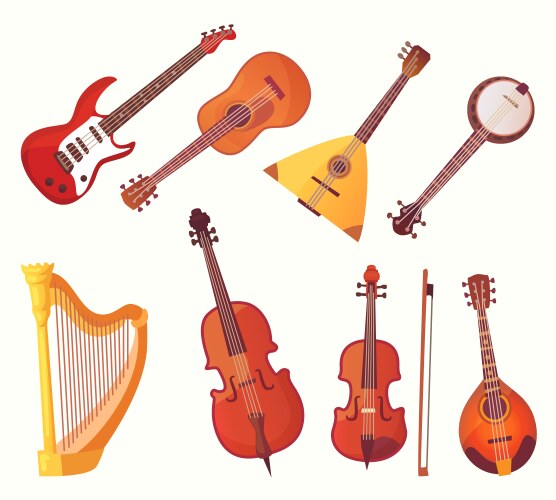 Funny musical instruments cartoon characters Vector Image