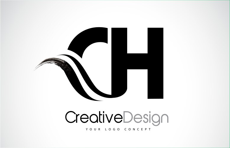 Ch c h grunge brush letter logo design in black Vector Image