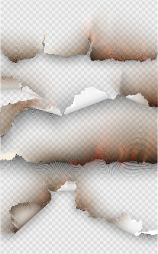 Transparent design burning templates torn paper Vector Image
