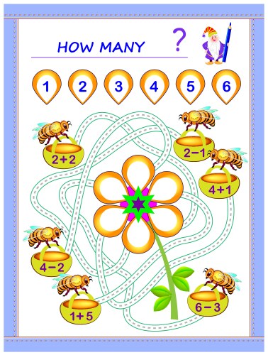 Math worksheet template design for fractions Vector Image