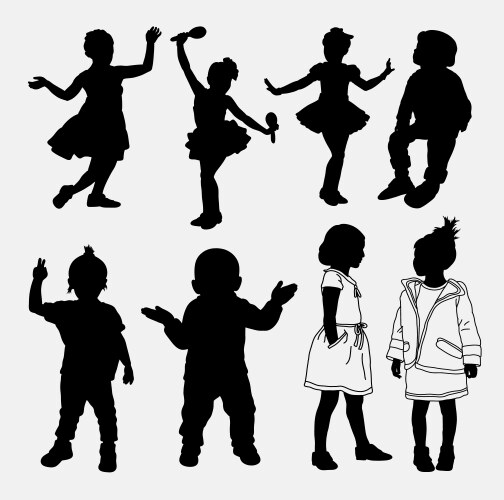Kid playing silhouettes Royalty Free Vector Image