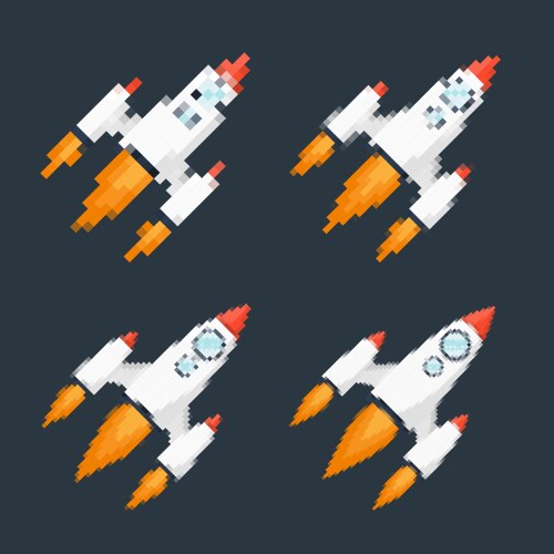 Pixel Art Rocket Vector Images (over 600)