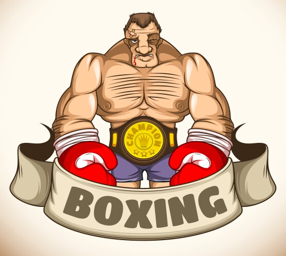 Cartoon professional angry boxer in red gloves Vector Image