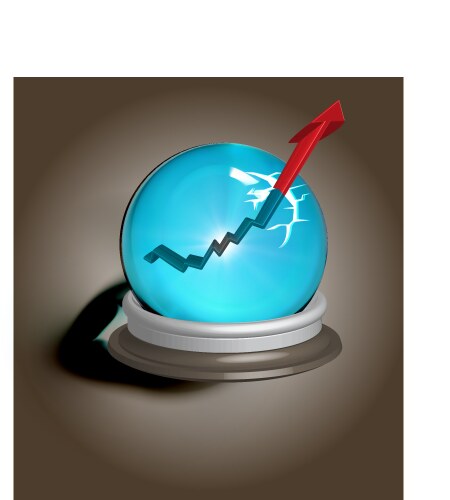 Woman uses crystal ball to predict future during Vector Image