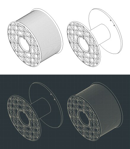 High voltage cable drum blueprints Royalty Free Vector Image