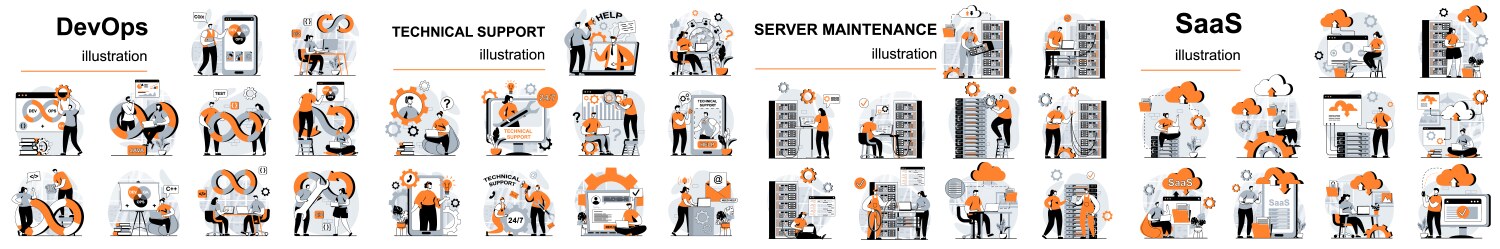Mega set flat design concept devops saas Vector Image