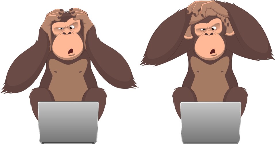 Monkey and smartphone Royalty Free Vector Image