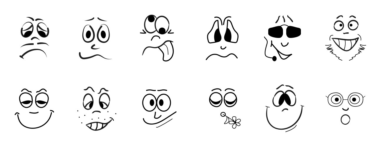 Cartoon faces for humor or comics design Vector Image