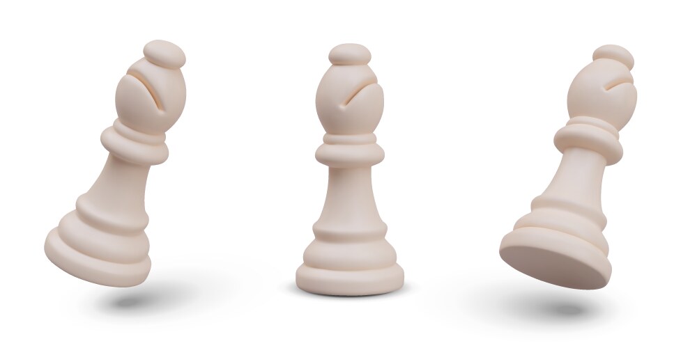 Realistic white chess bishop in floating position Vector Image