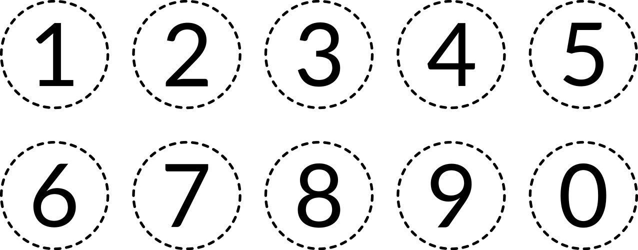 Numbers in dark yellow circle with shadow Vector Image