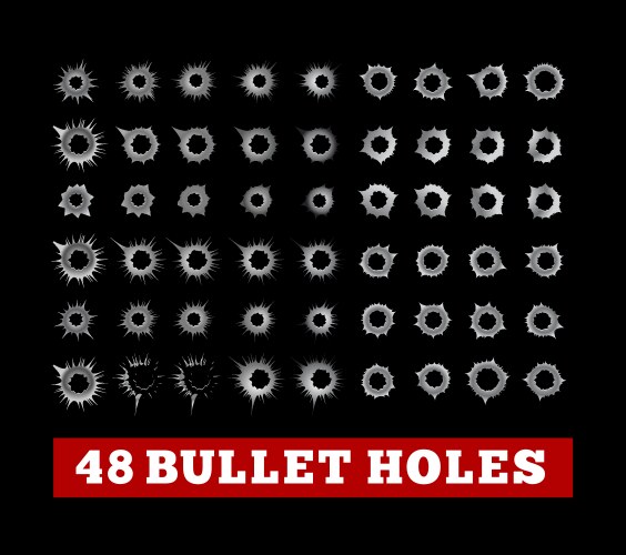Metal bullet hole set input holes Royalty Free Vector Image
