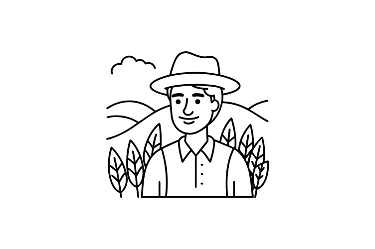 Farmer face logo style silhouette Royalty Free Vector Image