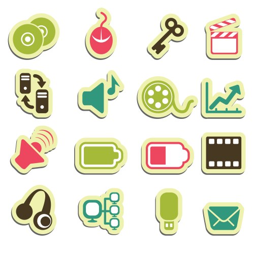 Colorful media icons Royalty Free Vector Image