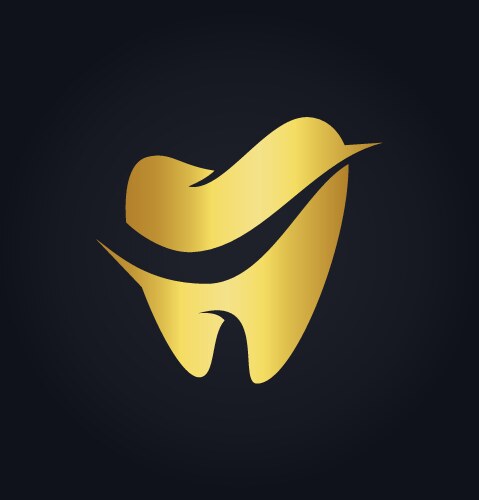 Dental tooth abstract gold logo Royalty Free Vector Image