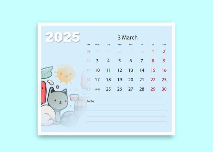 Year 2025 is a calendar separate month Royalty Free Vector