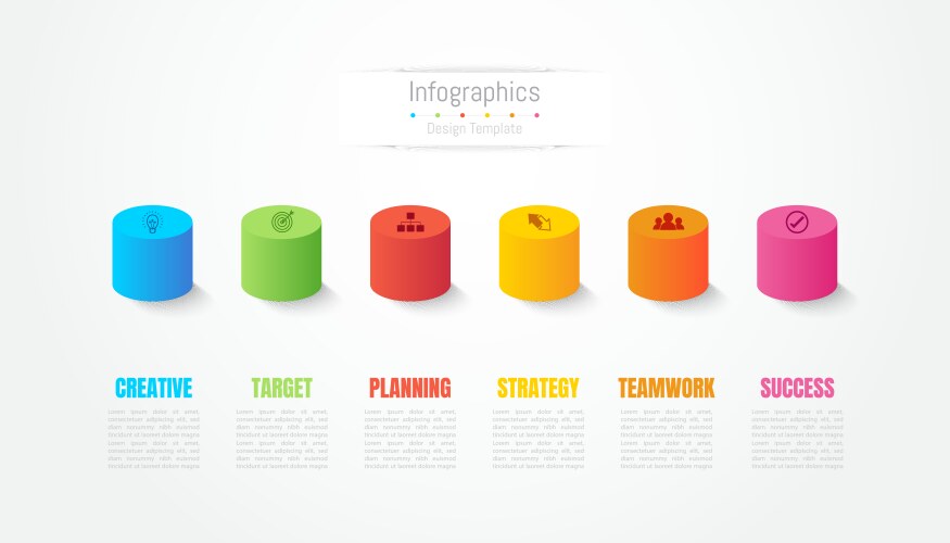 Infographic 6 options design elements Royalty Free Vector