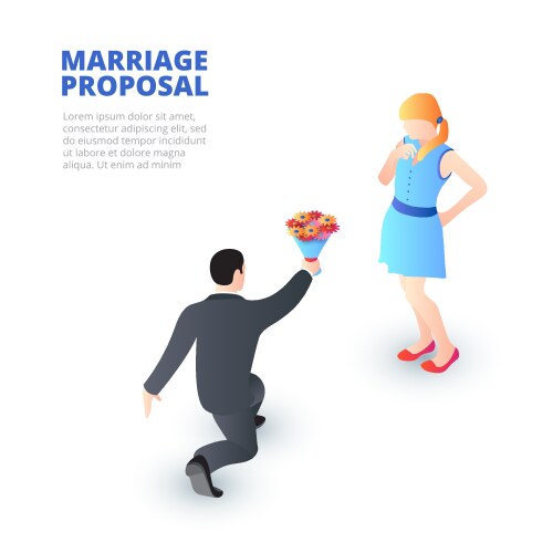 Cartoon marriage proposal Royalty Free Vector Image