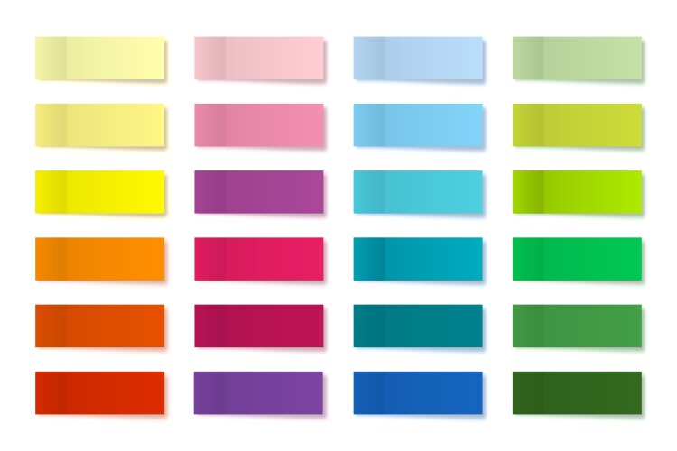 Realistic blue sticky notes collection arrow flag Vector Image