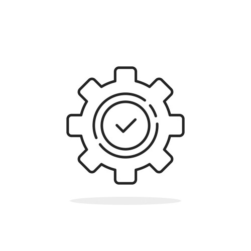 Green gear with check mark like execution logo Vector Image