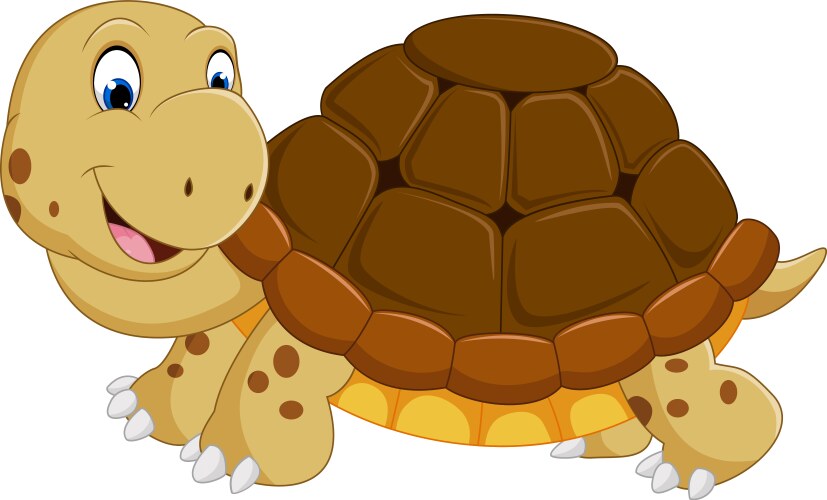Turtle cartoon hiding in his shell Royalty Free Vector Image