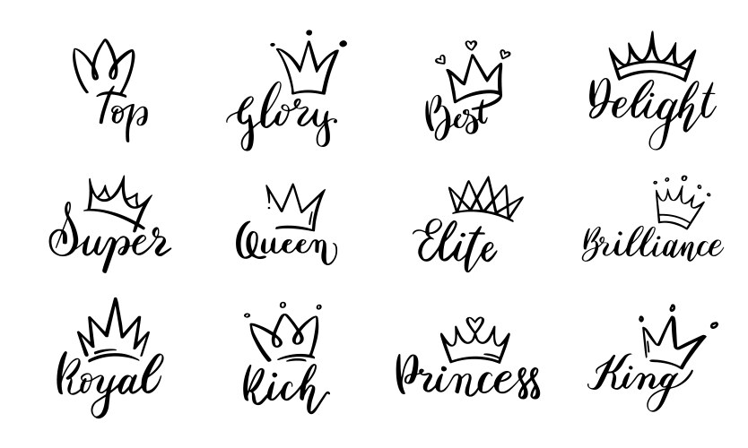 Calligraphy with Crown Letter Vector Images (over 4,500)