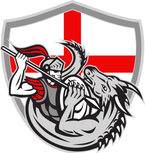 Dragon with shield Royalty Free Vector Image - VectorStock