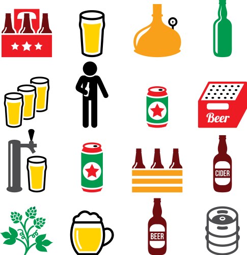 Beer and brewery icon set Royalty Free Vector Image