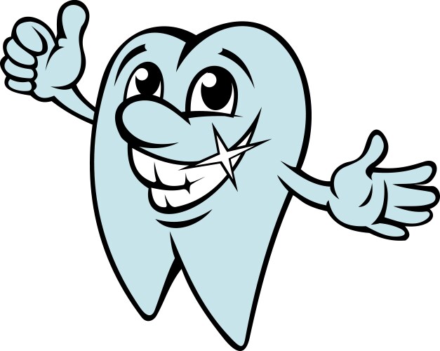 Cute tooth cartoon thumb up Royalty Free Vector Image