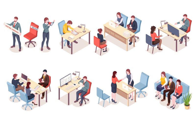 Recruiting isometric composition Royalty Free Vector Image
