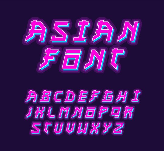 Asian font or type english letters and numbers Vector Image