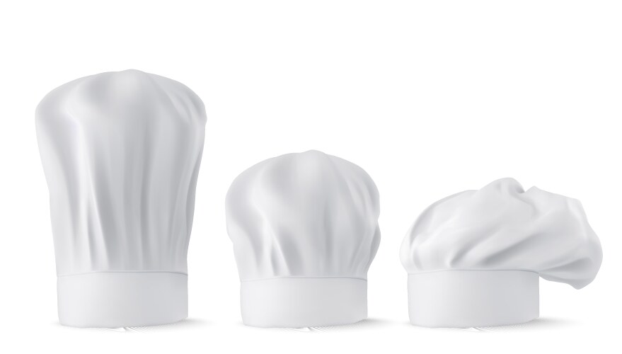 Chef hats cook caps and baker toques mockup set Vector Image
