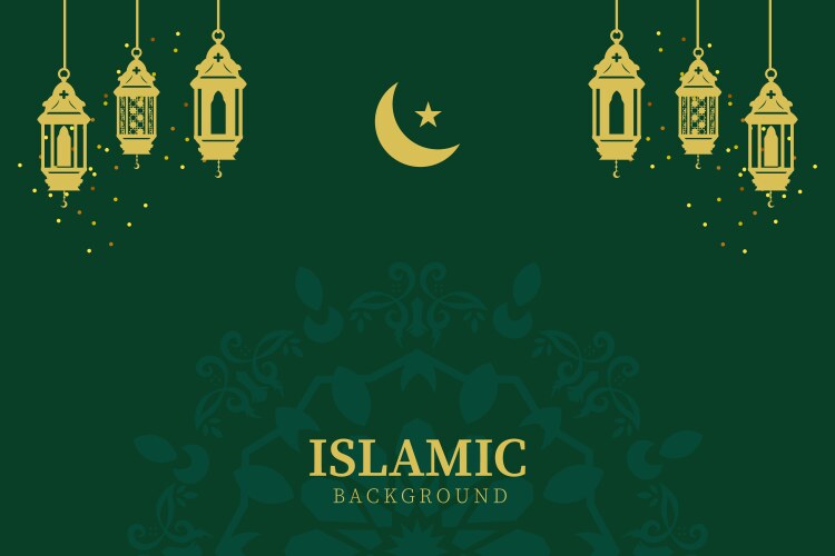 Blank islamic greeting card with lanterns Vector Image