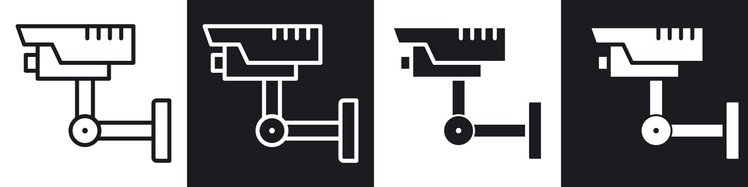 Cctv camera thin line icon set Royalty Free Vector Image