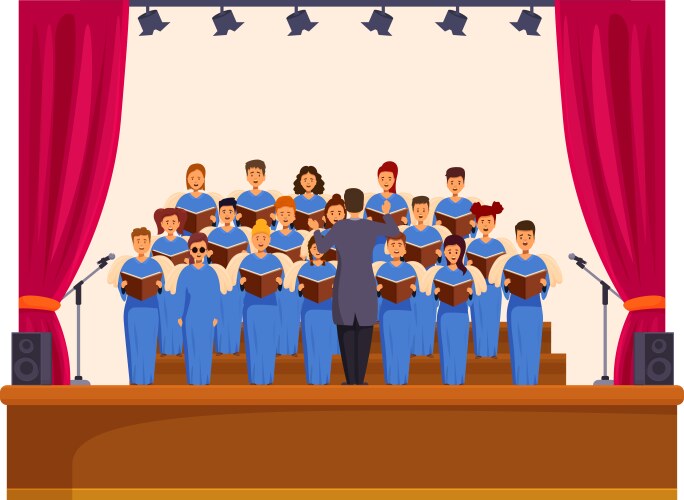 Choir singer with wings holding a book is singing Vector Image