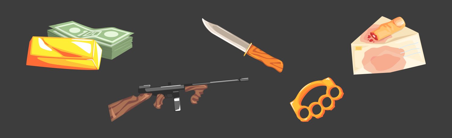 Gangster and mafia object stuff set Royalty Free Vector