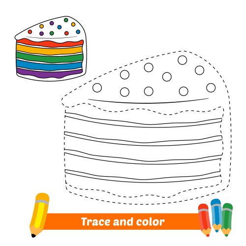 Trace and color for kids cake Royalty Free Vector Image