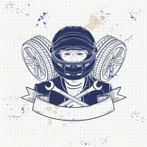 Hand drawn sketch racer man poster flyer Vector Image