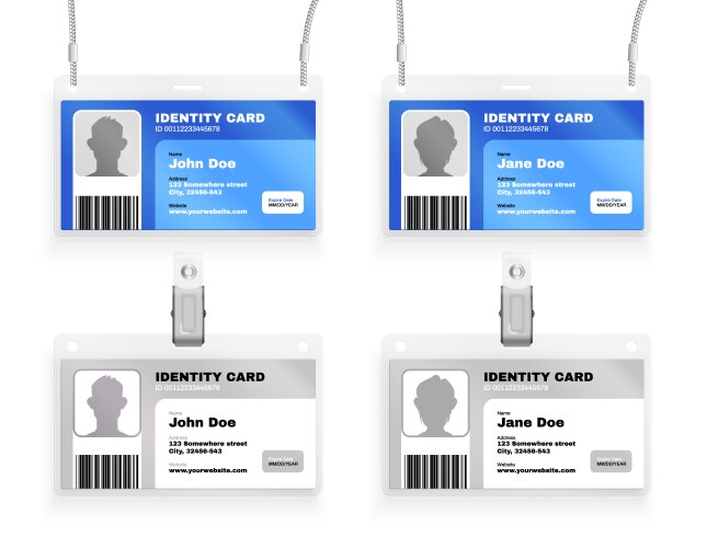 Id cards realistic set Royalty Free Vector Image