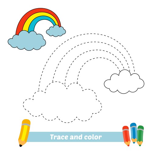 Trace and color for kids rainbow Royalty Free Vector Image