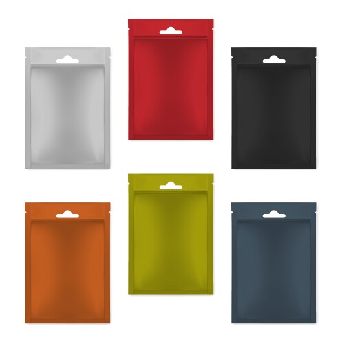 Blank white sachet packet with tear notches Vector Image