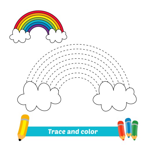 Trace and color for kids boat Royalty Free Vector Image