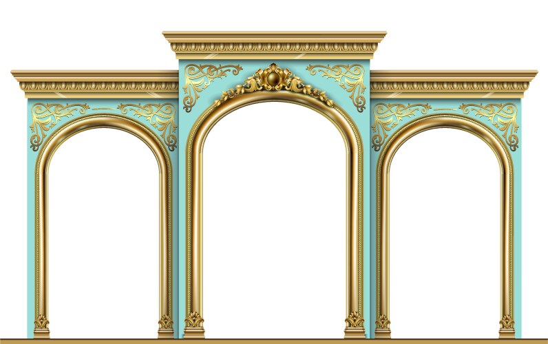 Cover postcard golden oriental vintage arch frame Vector Image