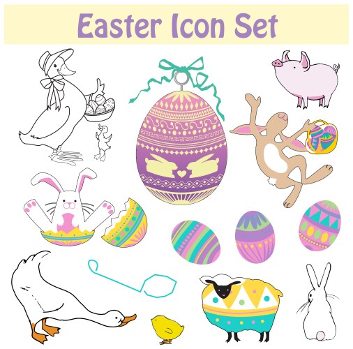 Easter icon set Royalty Free Vector Image - VectorStock
