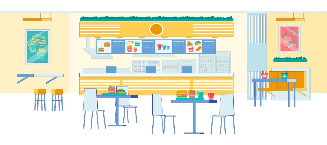 Fast food cafe and bar flat isolated Royalty Free Vector