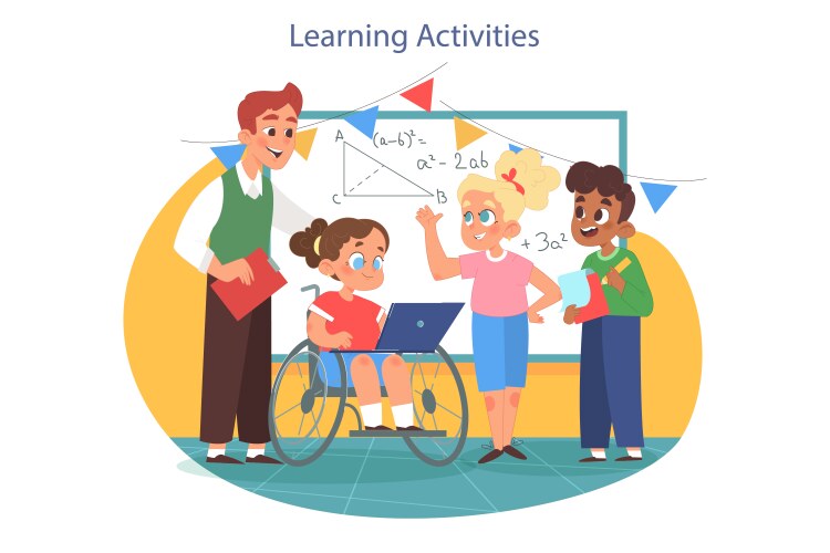 Children learn elementary school classes a girl Vector Image