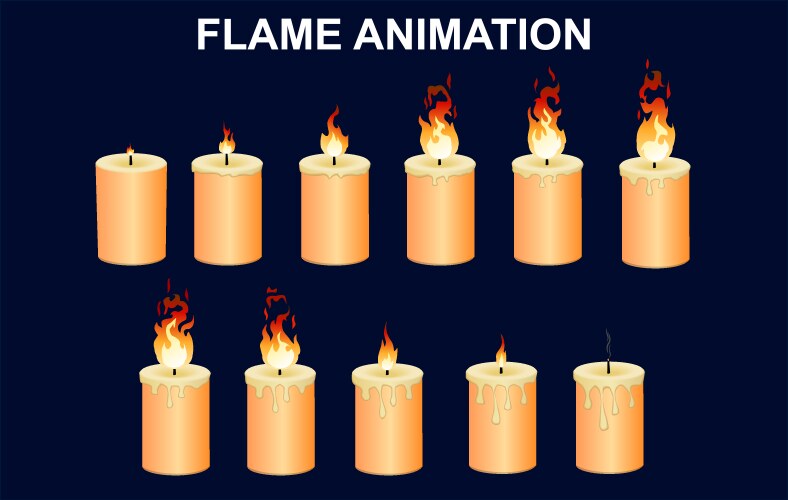 Candle flame animation animated candlelight Vector Image